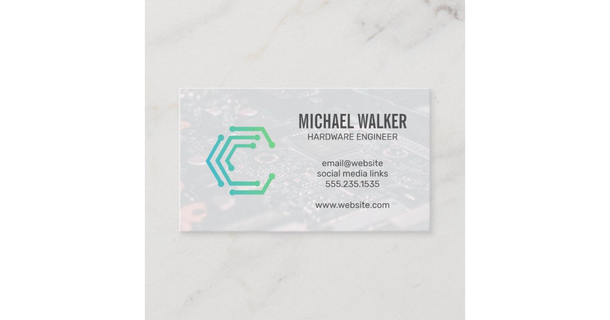 Tech Logo | Circuit Board Hardware Business Card | Zazzle