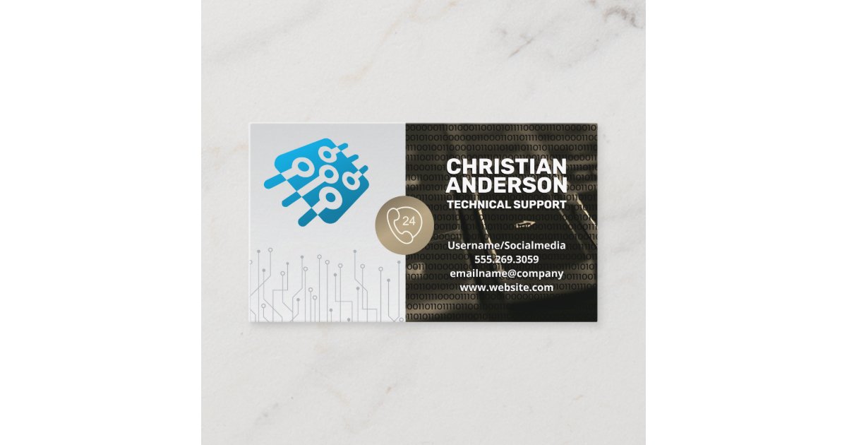 Tech Support | Microchip | Call Centre Business Card | Zazzle