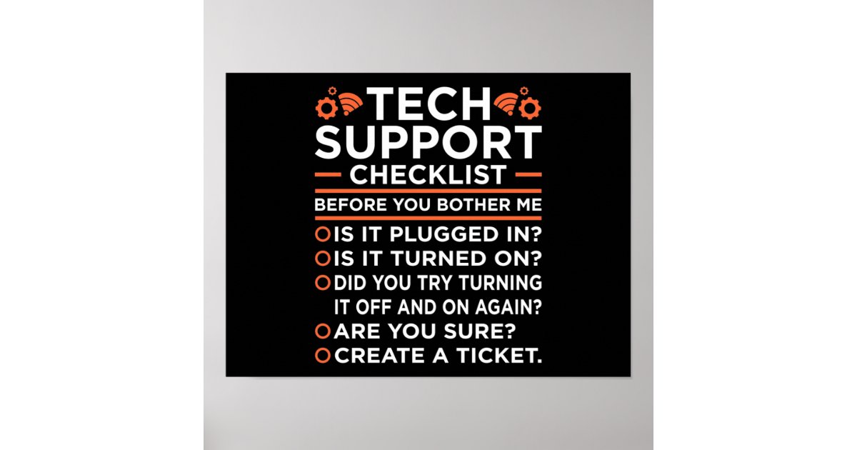 Technical Support Checklist Computer IT Programmer Poster | Zazzle