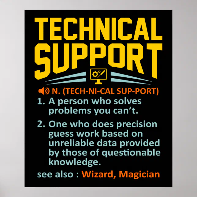 Technical Support Definition Computer IT Poster | Zazzle