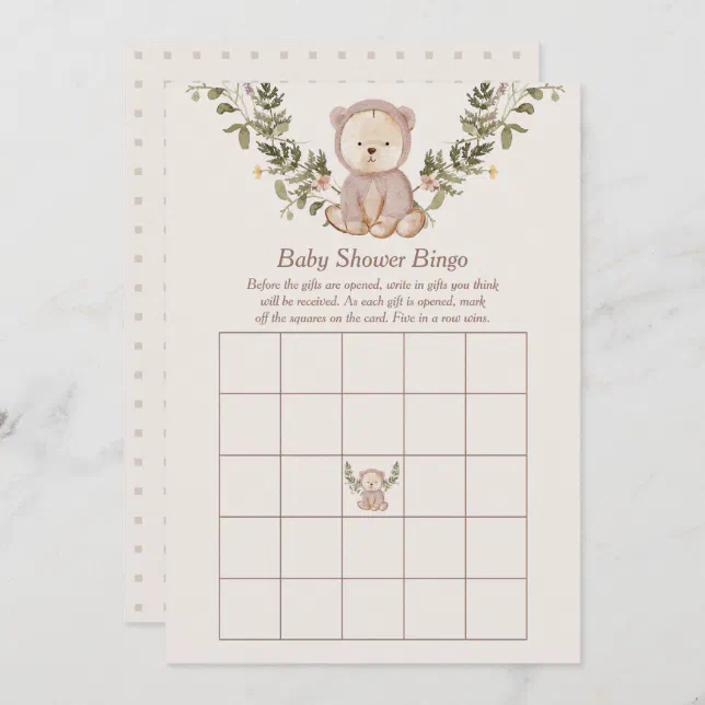 Teddy Bear Baby Shower Bingo Game Template | Zazzle