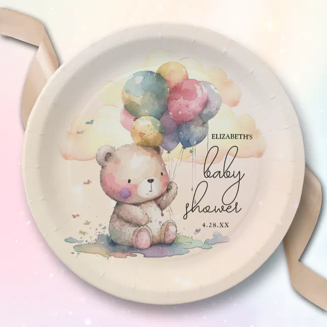 Teddy Bear Baby Shower Paper Plate | Zazzle