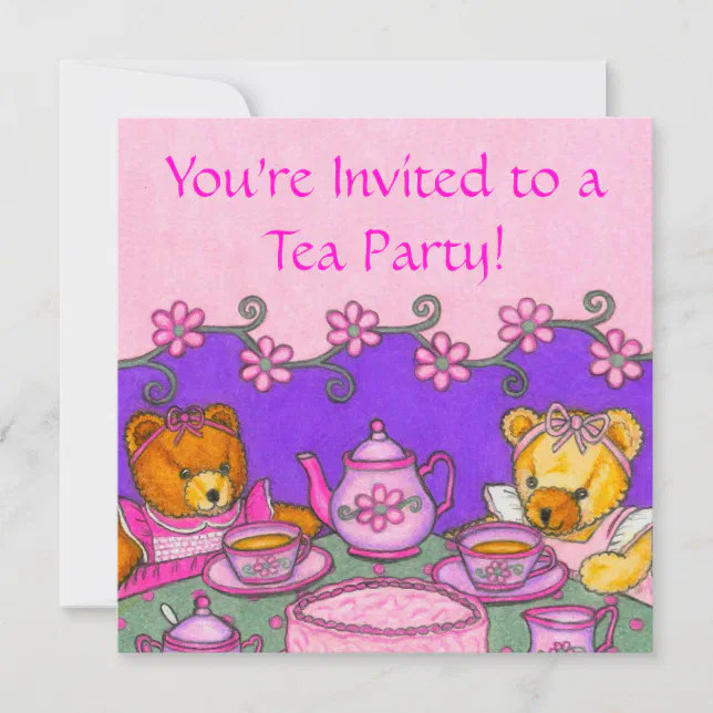 Teddy Bear Tea Party Invitation Cards | Zazzle