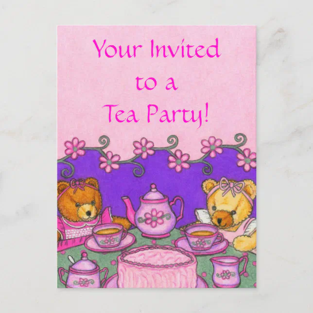 Teddy Bear Tea Party ~ Postcard Invitation | Zazzle