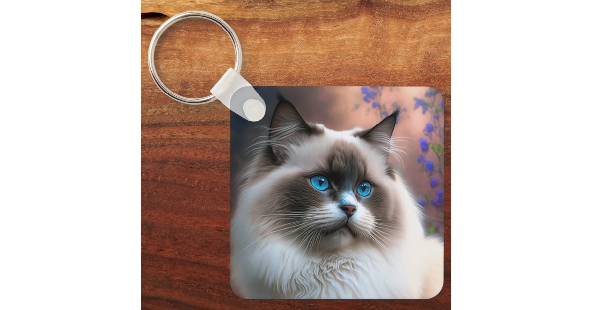Teddy the Ragdoll Cat Keychain | Zazzle