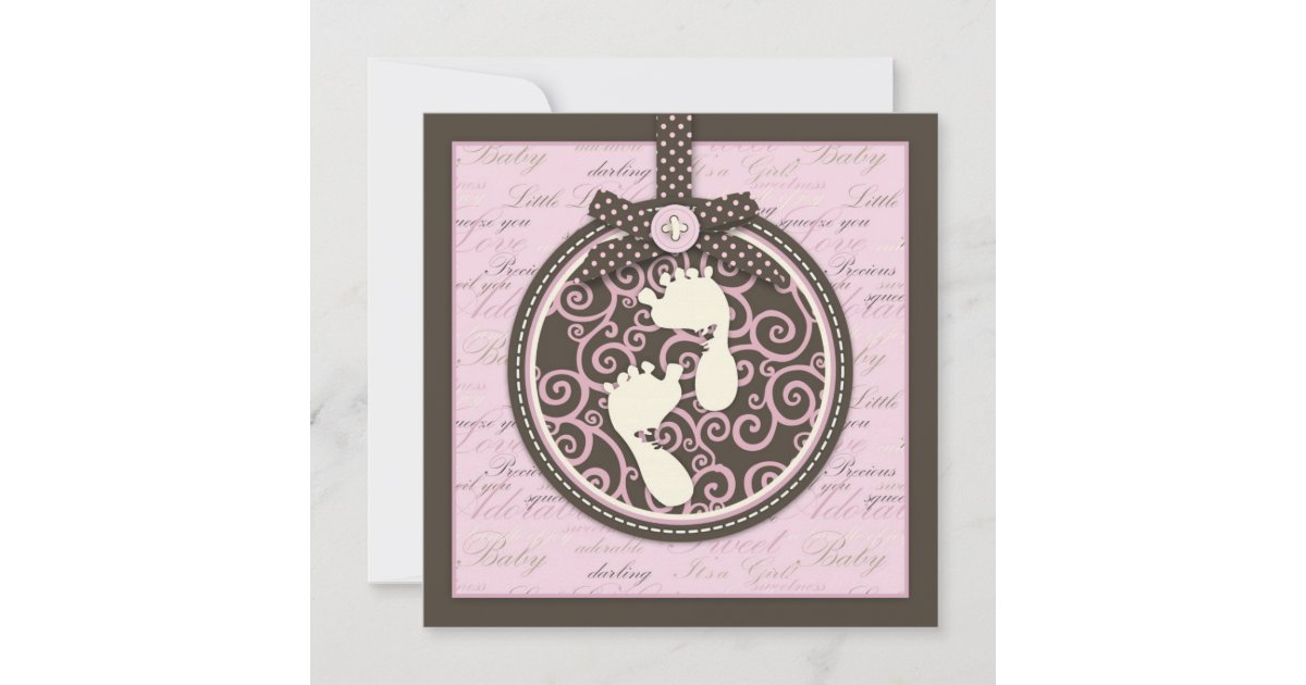 Teeny Toes PNK Invitation Square | Zazzle