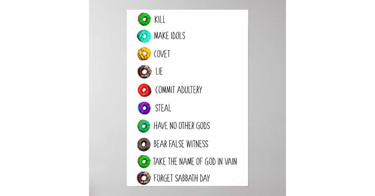 ten commandments funny list message humour religio poster | Zazzle