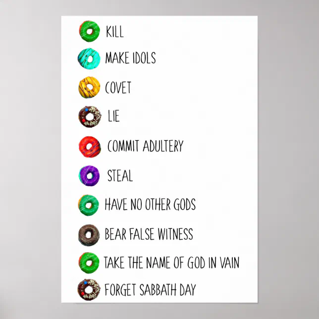 ten commandments funny list message humour religio poster | Zazzle