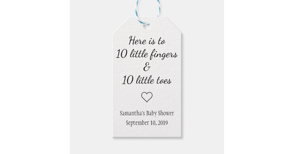 Ten Little Fingers Ten Little Toes Baby Shower Gift Tags | Zazzle