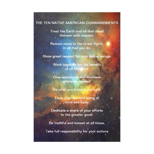 Ten Native American Indian Commandments Canvas Print | Zazzle.co.uk