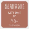 Terracotta | Handmade With Love Square Sticker | Zazzle