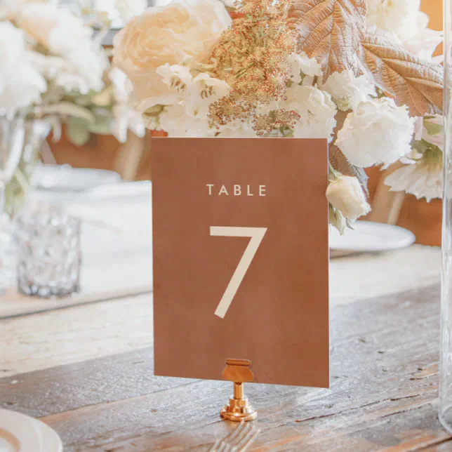 Terracotta Ombre | Minimalist Boho Table Number | Zazzle