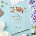 Terracotta Rust Flowers Boho Fall Foliage Wedding Acrylic Invitations ...