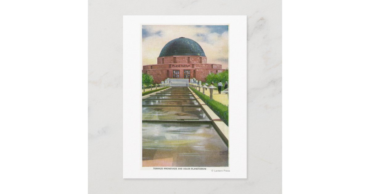 Terrazo Promenade View of Adler Planetarium Postcard | Zazzle
