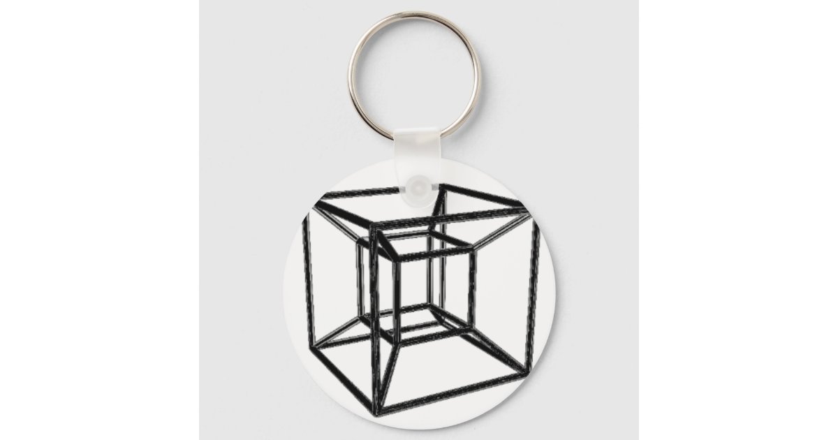 Tesseract Key Ring | Zazzle
