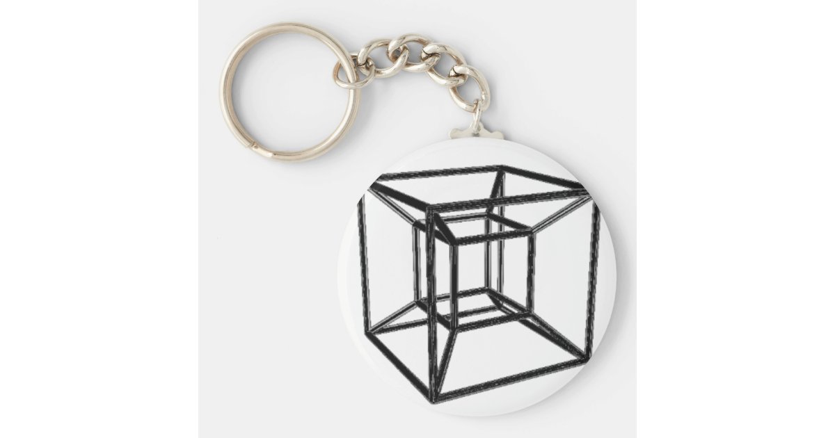 Tesseract Key Ring | Zazzle