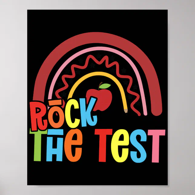 Test Day Rock The Test Teacher Rainbow Testing Poster | Zazzle