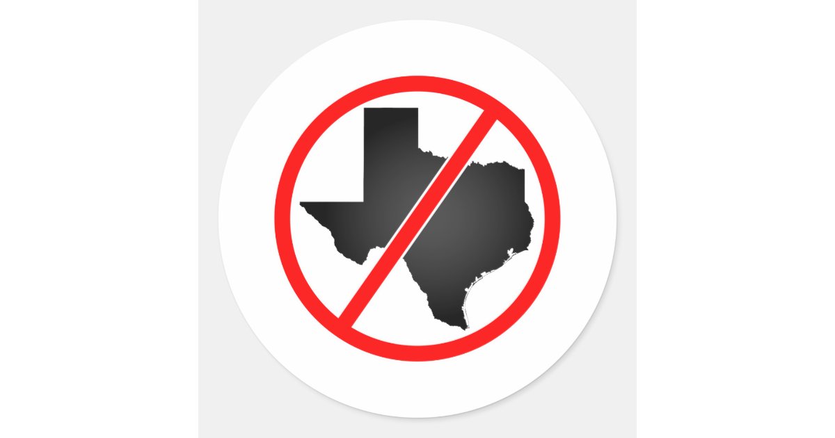 Texas Cross Out Symbol Classic Round Sticker | Zazzle