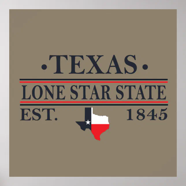 Texas flag map the lone star state poster | Zazzle