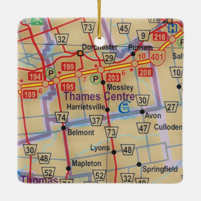 Thames Centre Ontario Map Ceramic Ornament | Zazzle.co.uk