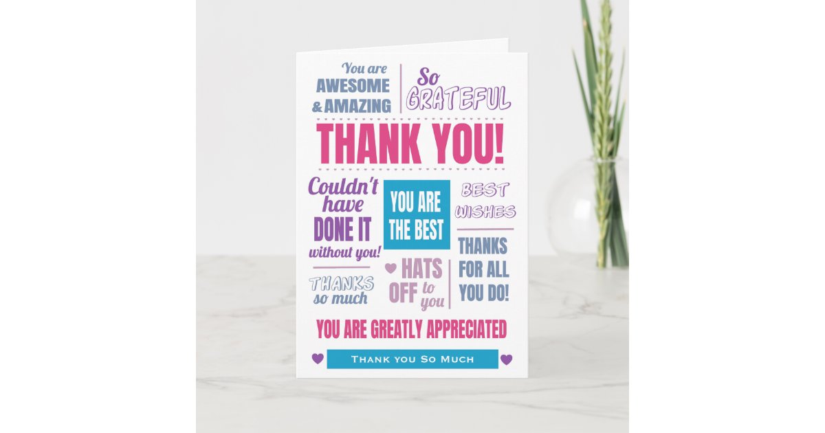 Thank You Appreciation Message Card | Zazzle.co.uk