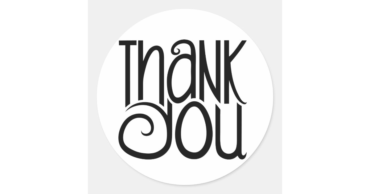 Thank You Black Sticker | Zazzle