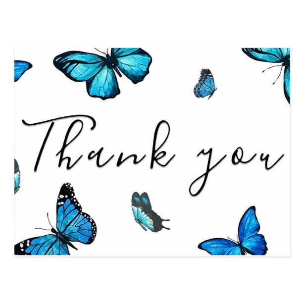 Blue Butterfly Postcards Thank You Thank You Cards | Zazzle UK