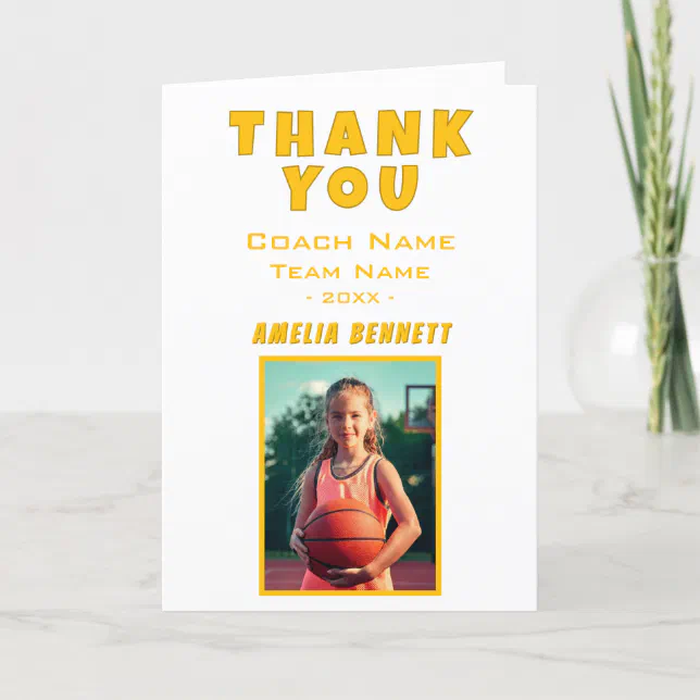Thank you Coach Card with Photo | Zazzle