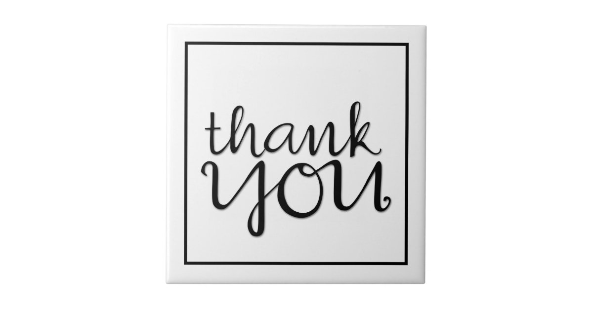 Thank You Cursive Black Tile Zazzle Thank You Cursive Black Tile Zazzle