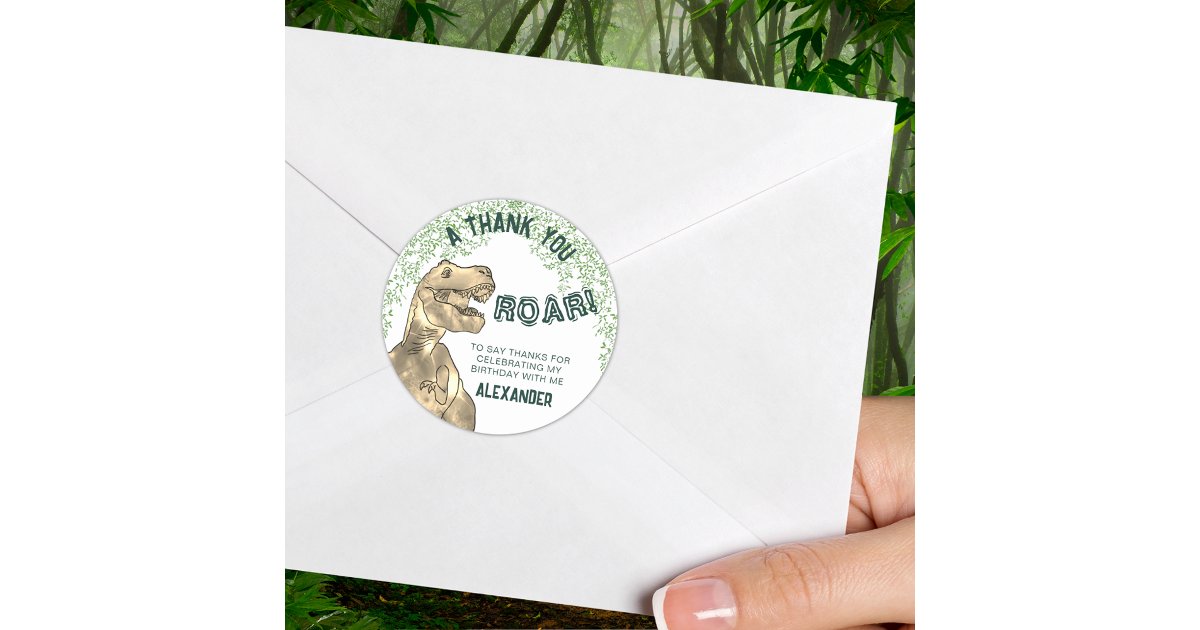 Thank You Dinosaur Classic Round Sticker Zazzle