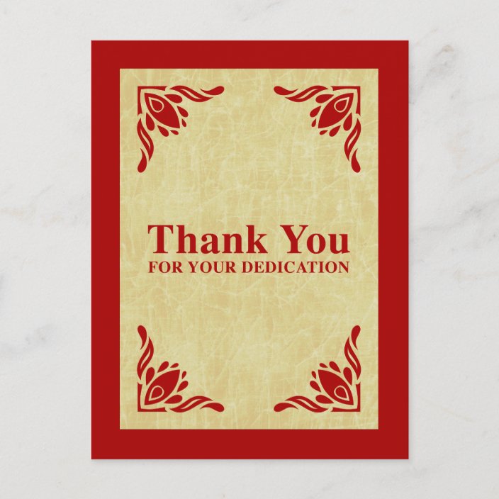 thank you for your dedication postcard | Zazzle.co.uk