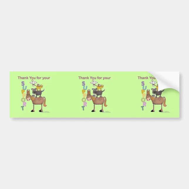 Thank you for your Support Bumper Sticker | Zazzle