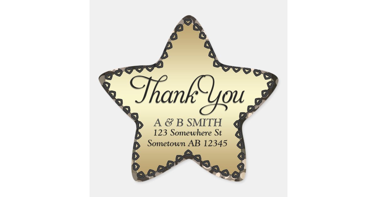Thank You- Gold Star Sticker | Zazzle