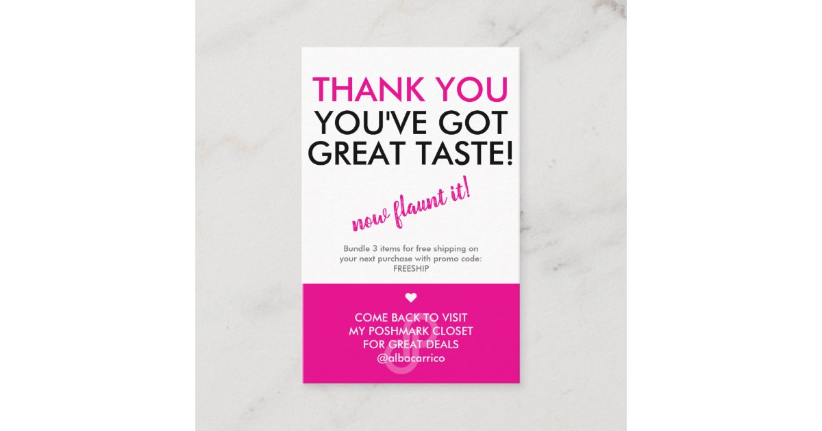 Thank You Great Taste Poshmark Business Card | Zazzle