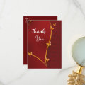 Thank You Map, Red Gold Heart Greeting Card | Zazzle
