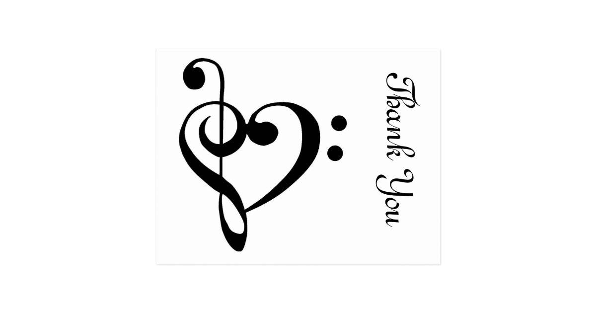 Thank You musical heart Postcard | Zazzle