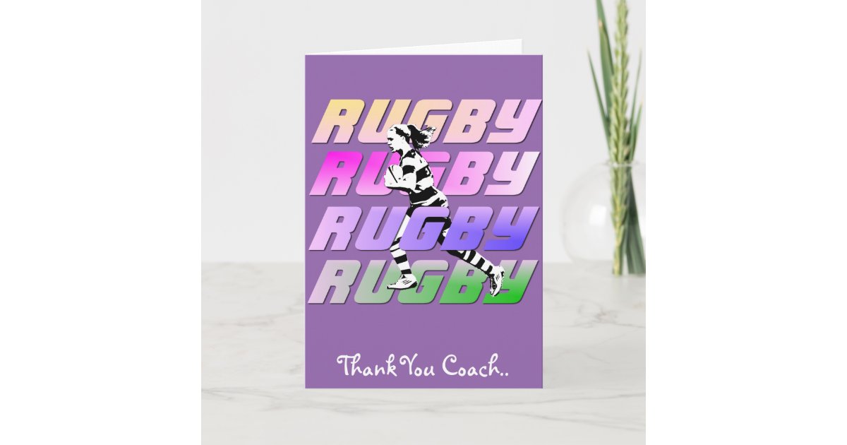 Thank You Rugby Coach greeting card | Zazzle