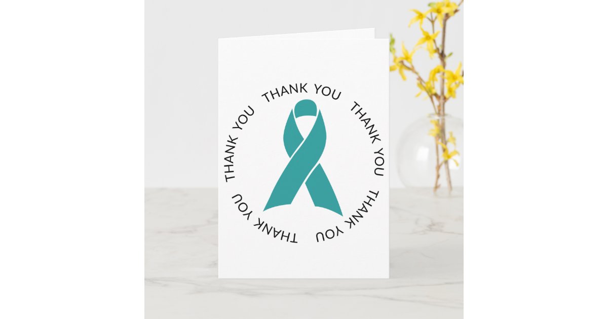Thank You Teal Awareness Ribbon Card | Zazzle