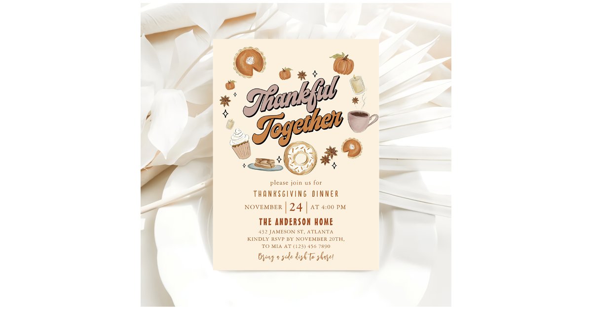 Thankful Pumpkin Pie Thanksgiving Dinner Invitation | Zazzle
