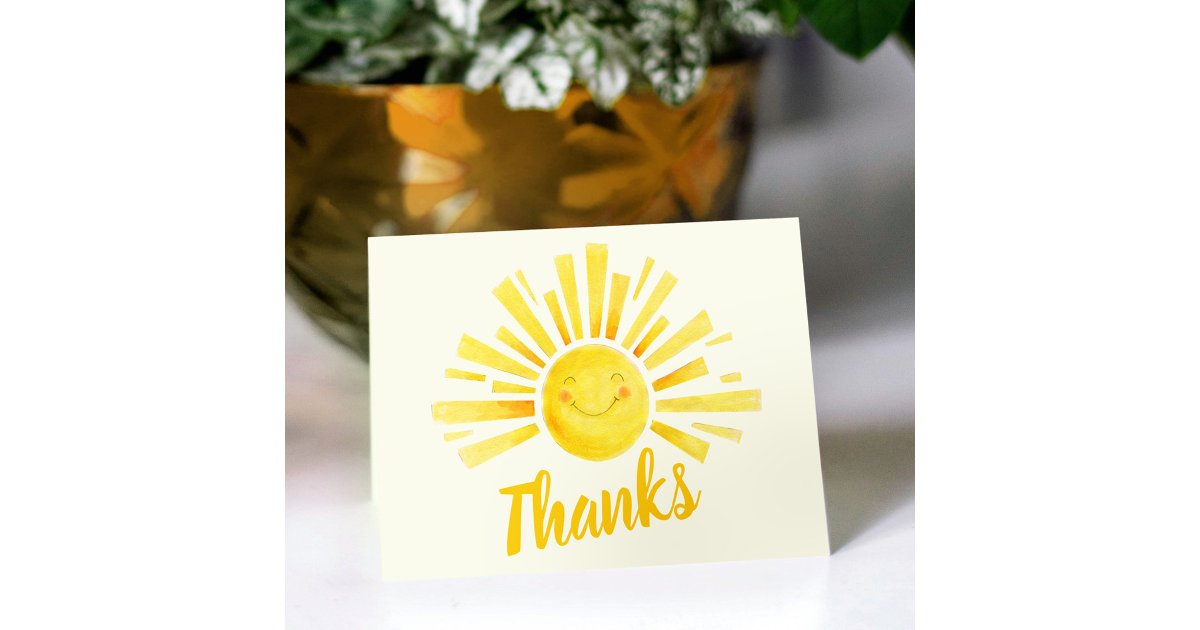 Thanks whimiscal ink sun baby shower thank you card | Zazzle