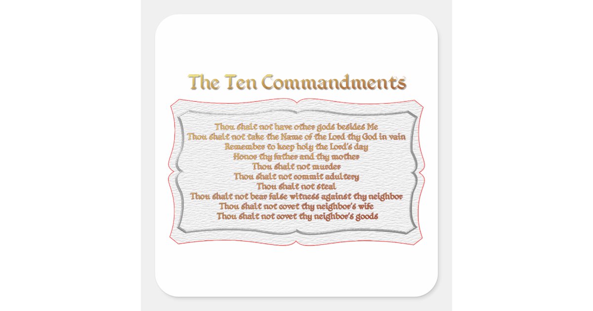 The 10 Commandments Square Sticker | Zazzle