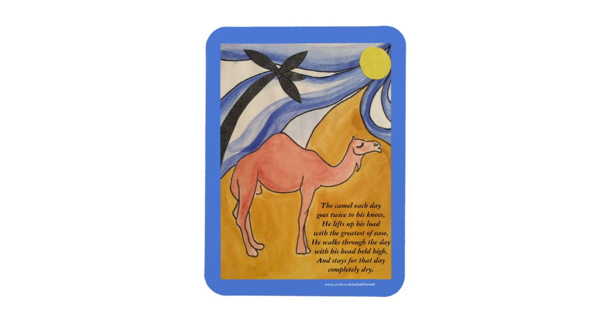 The camel poem magnet (blue) | Zazzle