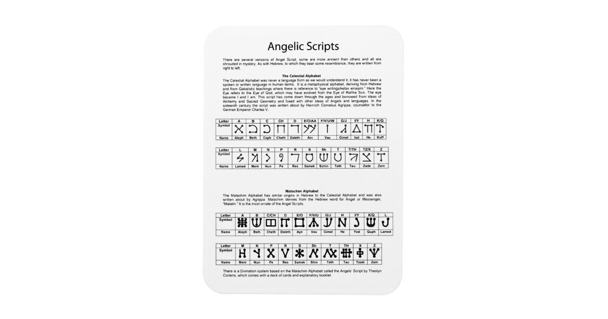 The Celestial Alphabet Angelic Script Chart Magnet | Zazzle