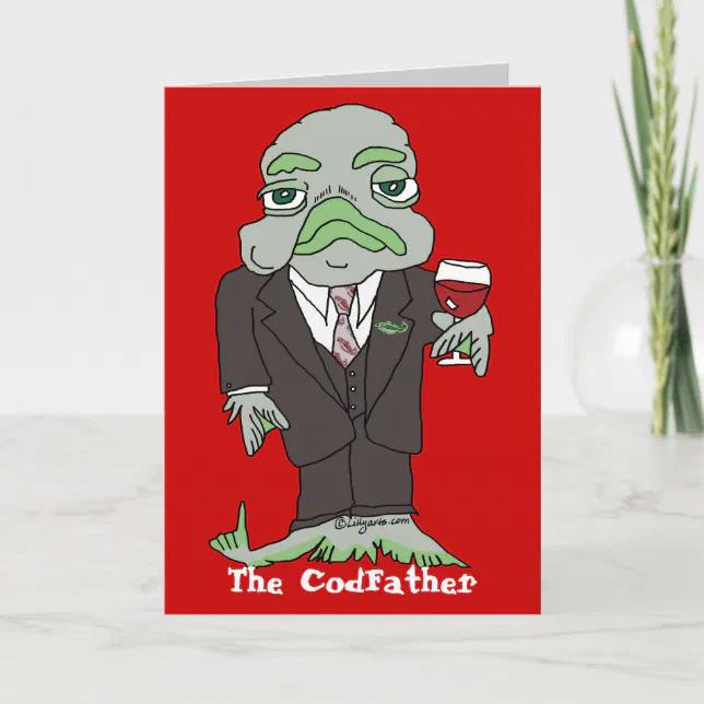 The Codfather Cartoon Fish Custom Greeting Card | Zazzle