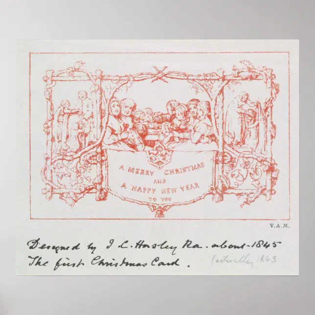 The first Christmas card, by J.C.Horsley, 1843 Poster | Zazzle