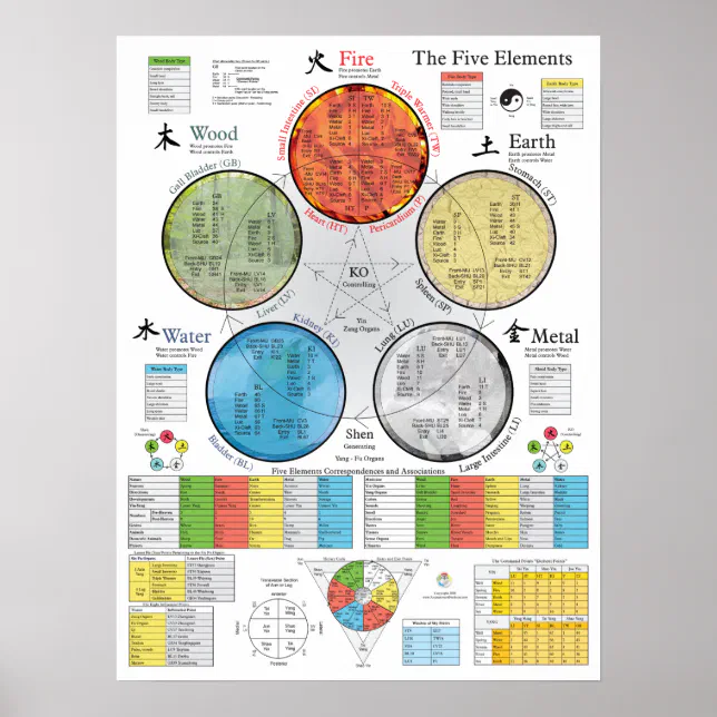 The Five Elements of Acupuncture Poster 18" X 24" | Zazzle