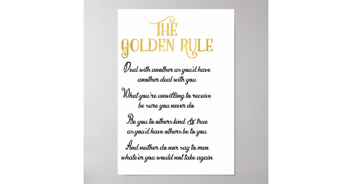 The Golden Rule Poster - Do Unto Others Proverb | Zazzle