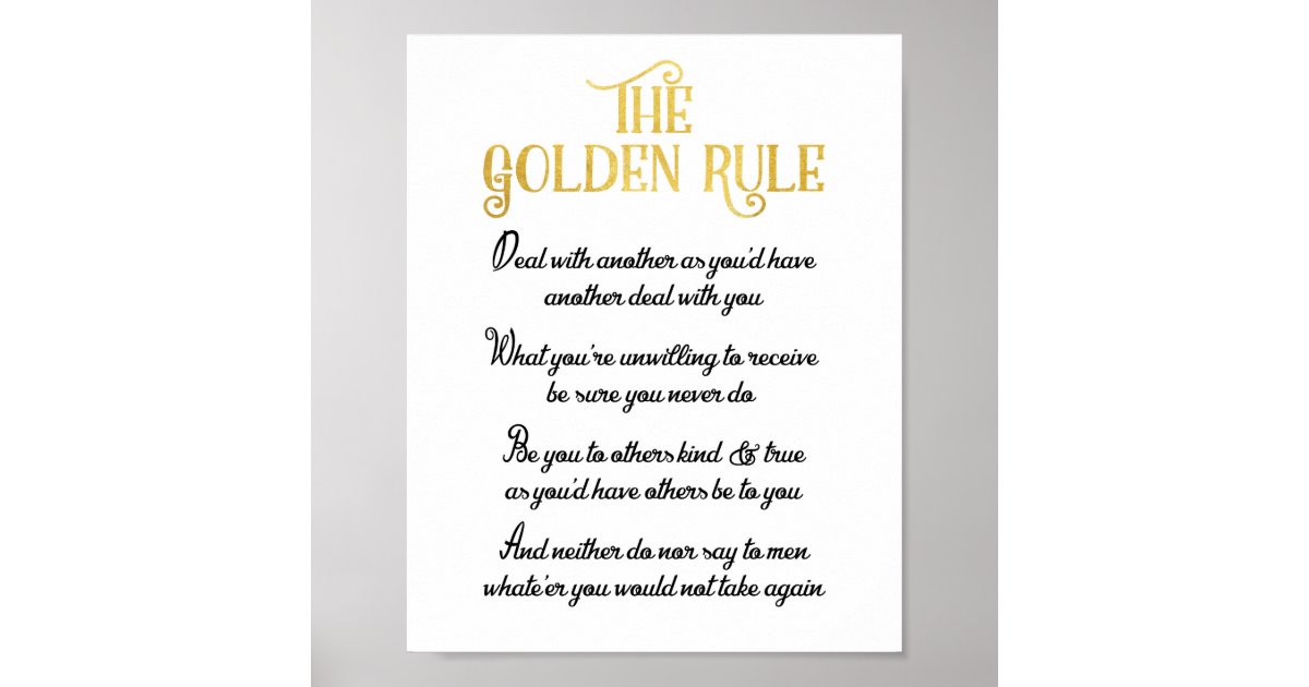 The Golden Rule Poster - Do Unto Others Proverb | Zazzle