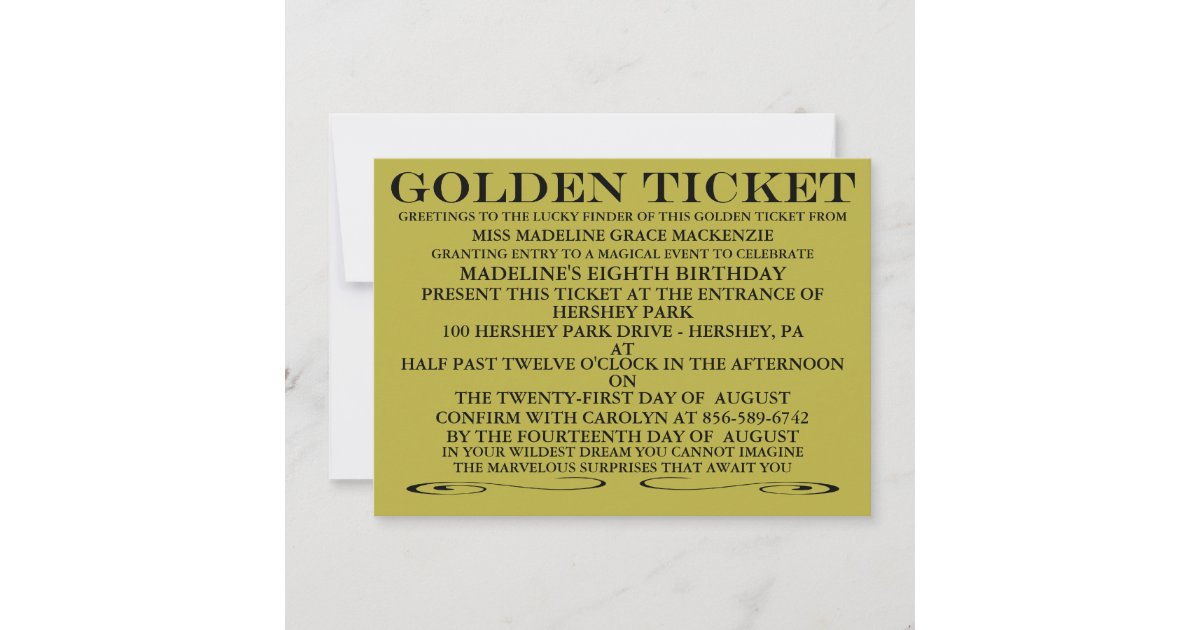 The Golden Ticket Birthday Invitation | Zazzle