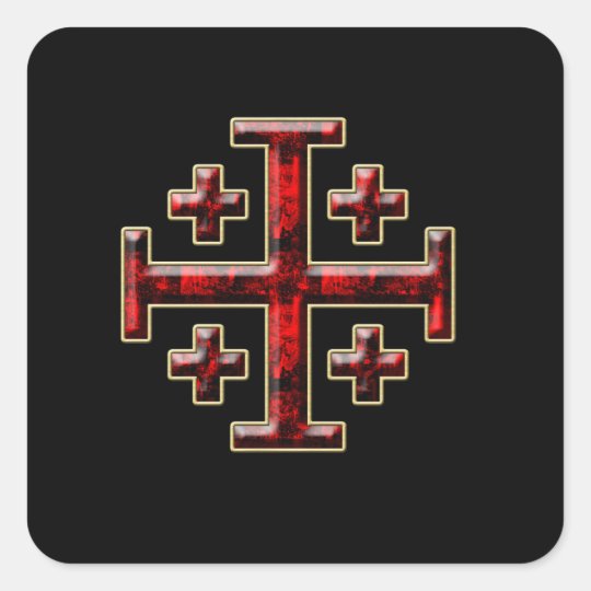 The Jerusalem Cross - Black Back Square Sticker | Zazzle.co.uk